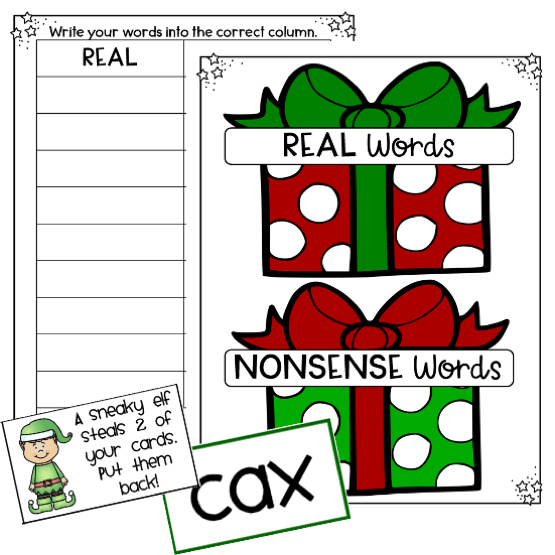 Christmas Real or Nonsense Word Game - Top Teacher