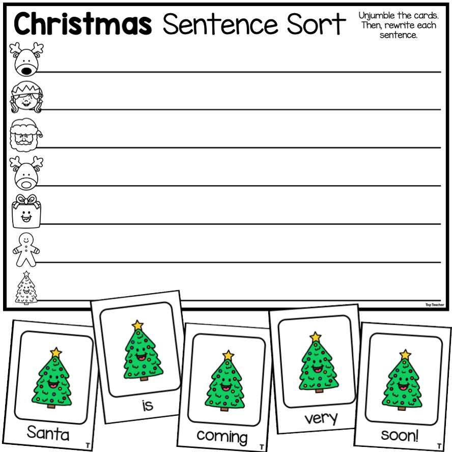 Christmas Sentence Scramble: Building Festive Sentences - Top Teacher