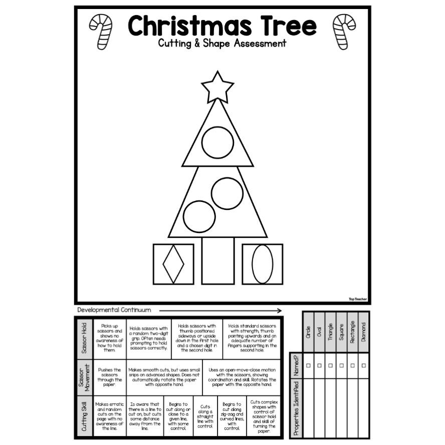 Christmas Tree 2D Shape & Cutting Assessment - Top Teacher