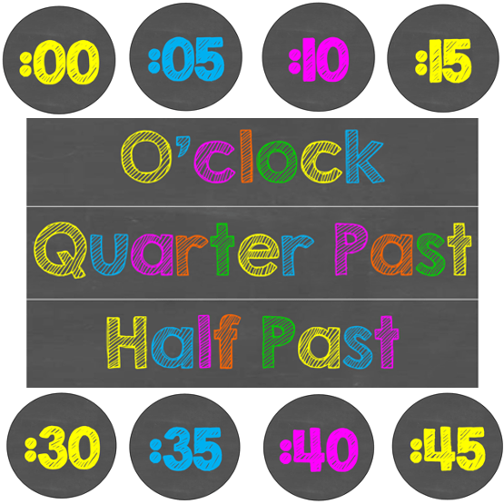 Clock Labels Chalkboard - Top Teacher
