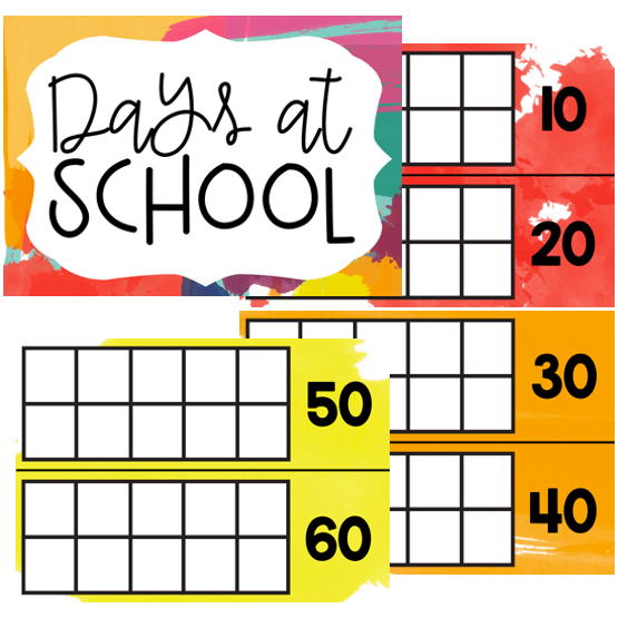 Days at School Tens Frame Colour Splash Splodge - Top Teacher