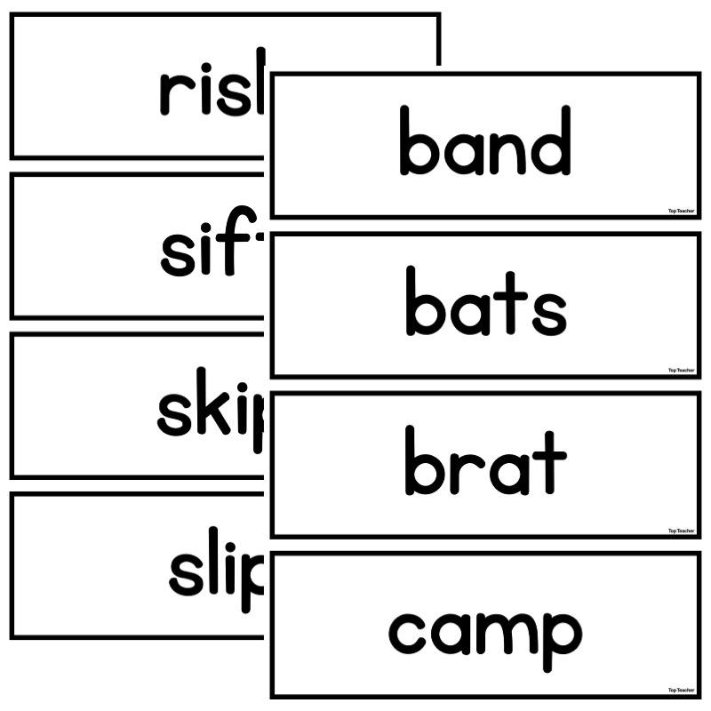 Decodable Word Cards: CVCC & CCVC - Top Teacher
