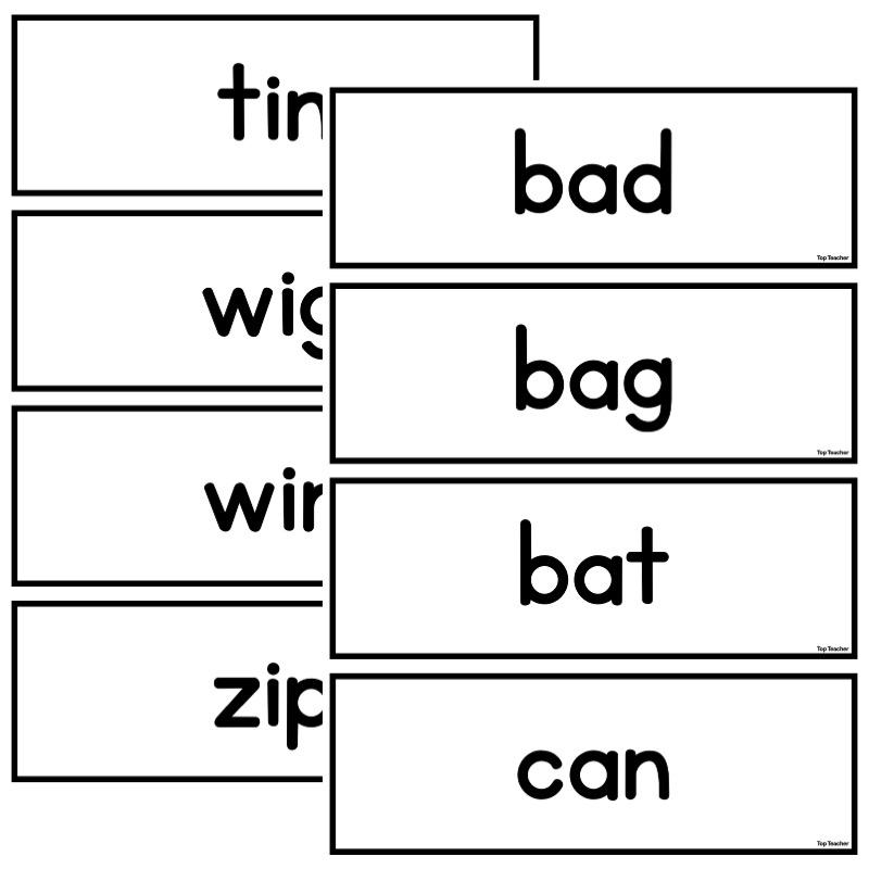 Decodable Word Cards: CVC - Top Teacher