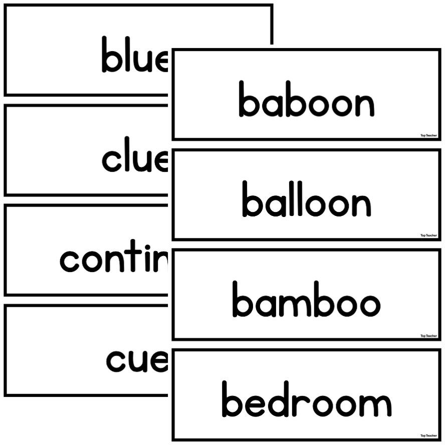 Decodable Word Cards: /oo/ (moon) - Top Teacher
