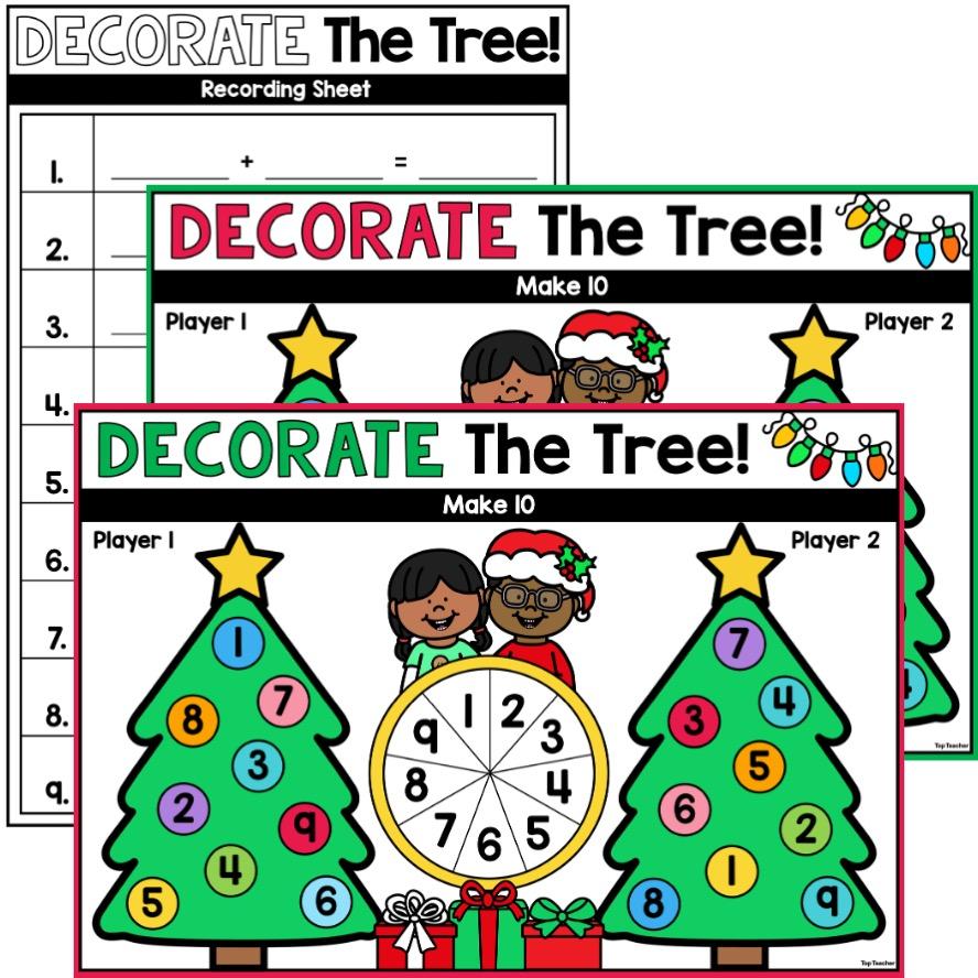Decorate The Tree Addition Game: Make 10 - Top Teacher
