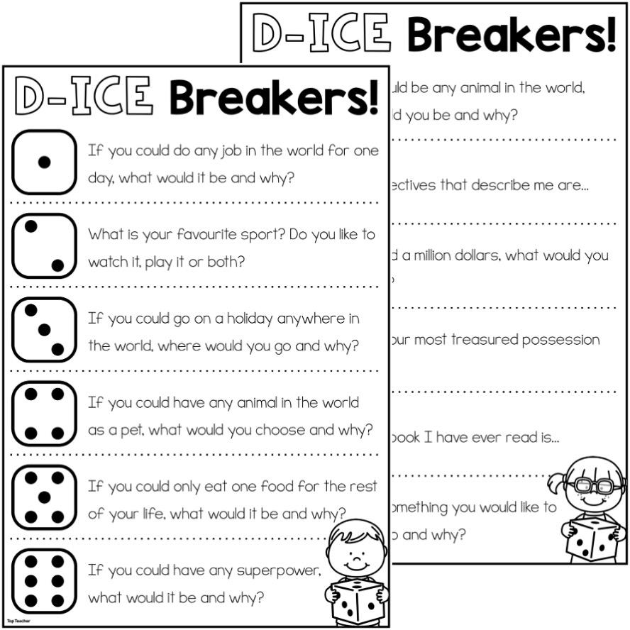 (D)Ice Breaker Oral Language Activity: Back to School - Top Teacher