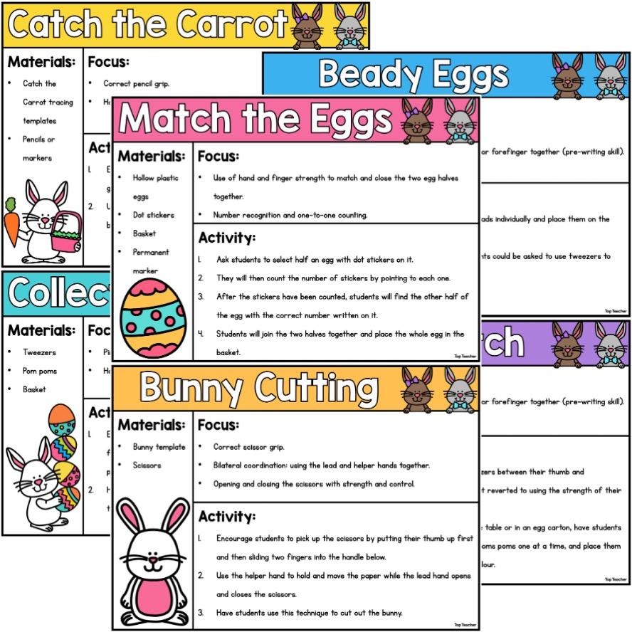 Easter Fine Motor Task Cards - Top Teacher