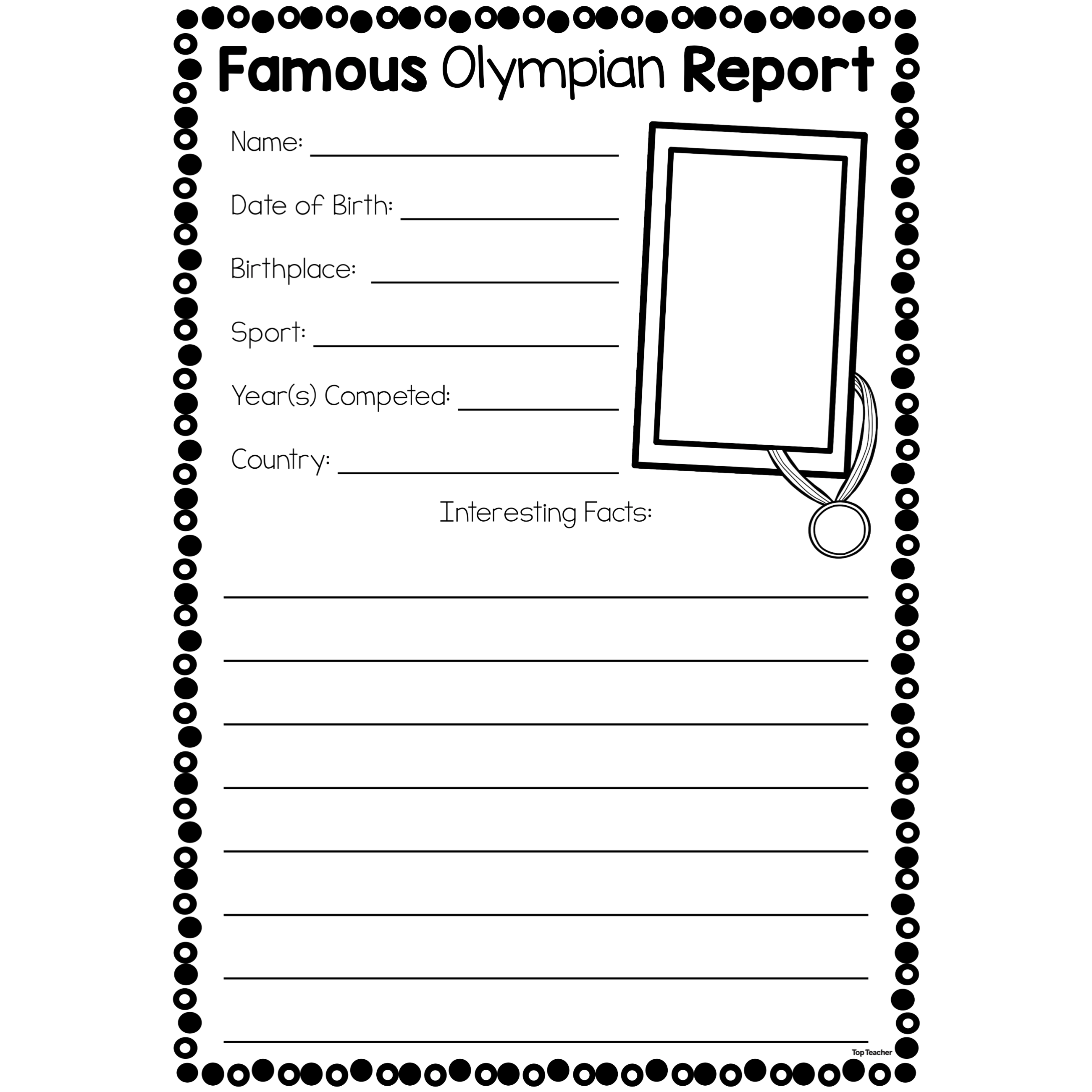 Famous Olympian Report - Top Teacher