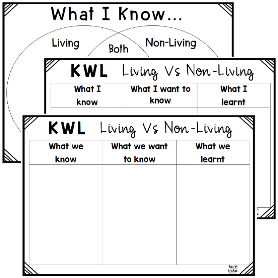 Living & Non-Living KWL Charts - Top Teacher