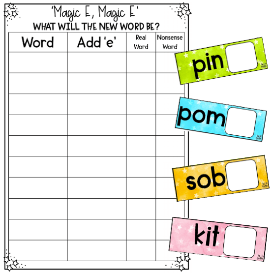 Magic E Word Cards - Top Teacher