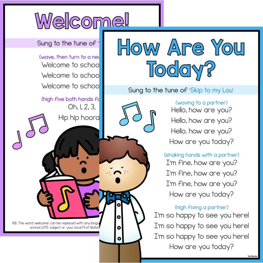 Morning Routine Song Posters - Top Teacher