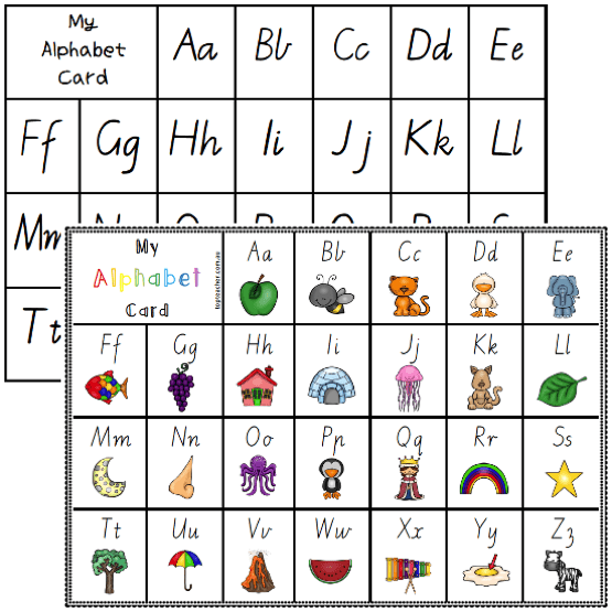 My Alphabet Card - Top Teacher