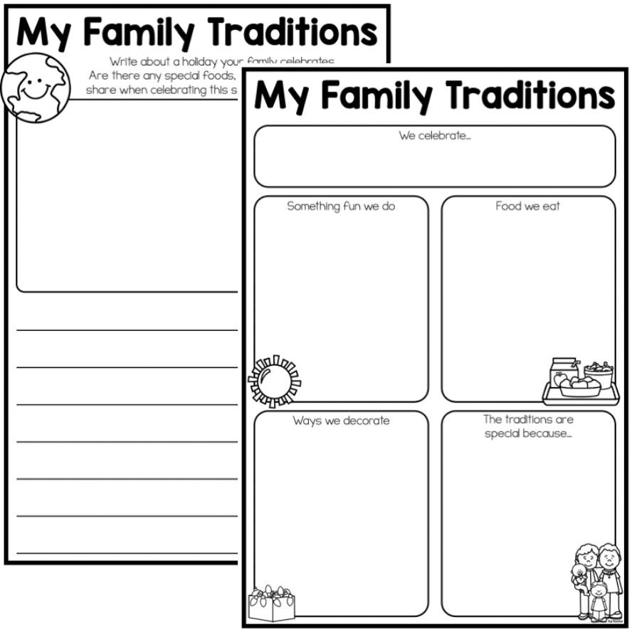 My Family Traditions Writing Templates - Top Teacher