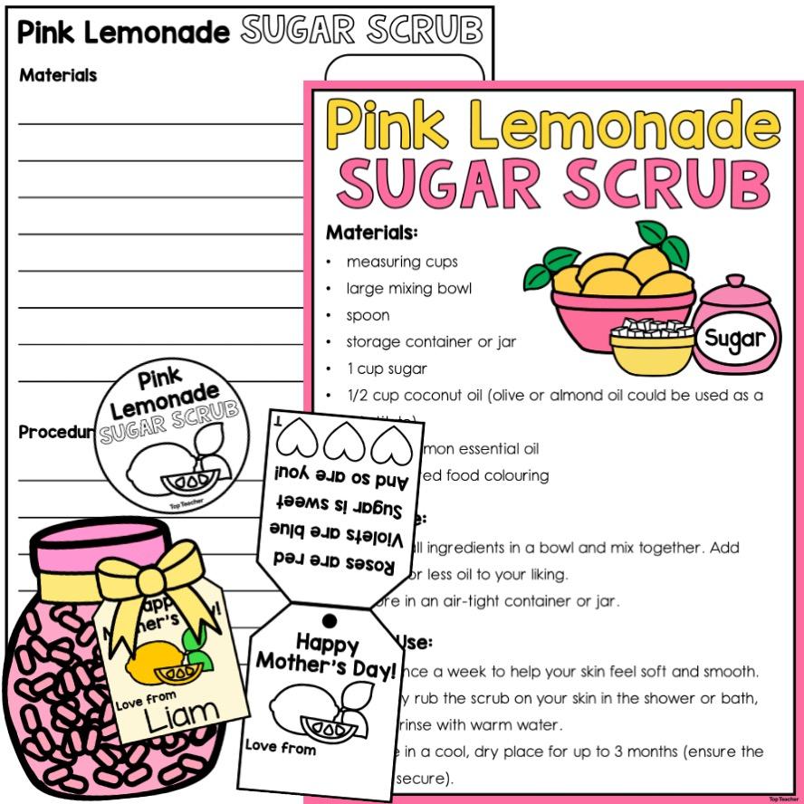 Pink Lemonade Sugar Scrub: Mother’s Day Gift & Procedure Writing ...