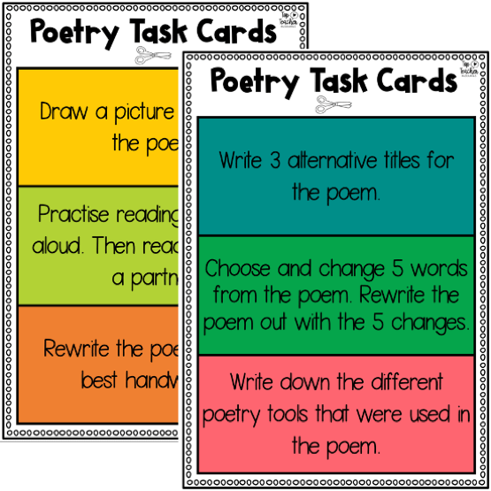 Poetry Task Cards - Top Teacher