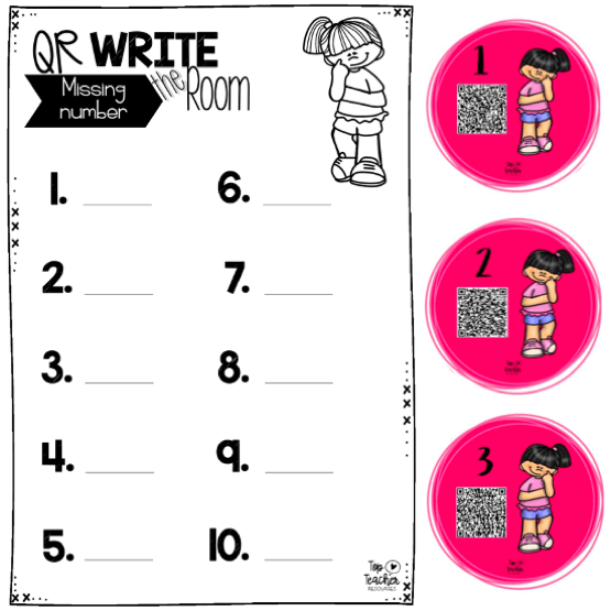 QR Code Write the Room: Numbers to 10 - Top Teacher