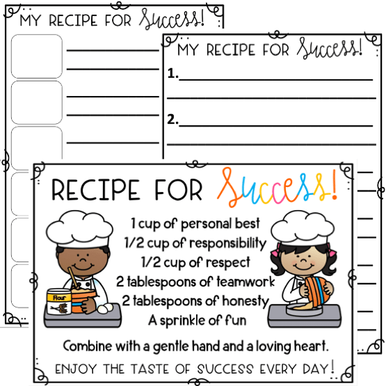 Recipe for Success! Back to School Writing Template - Top Teacher