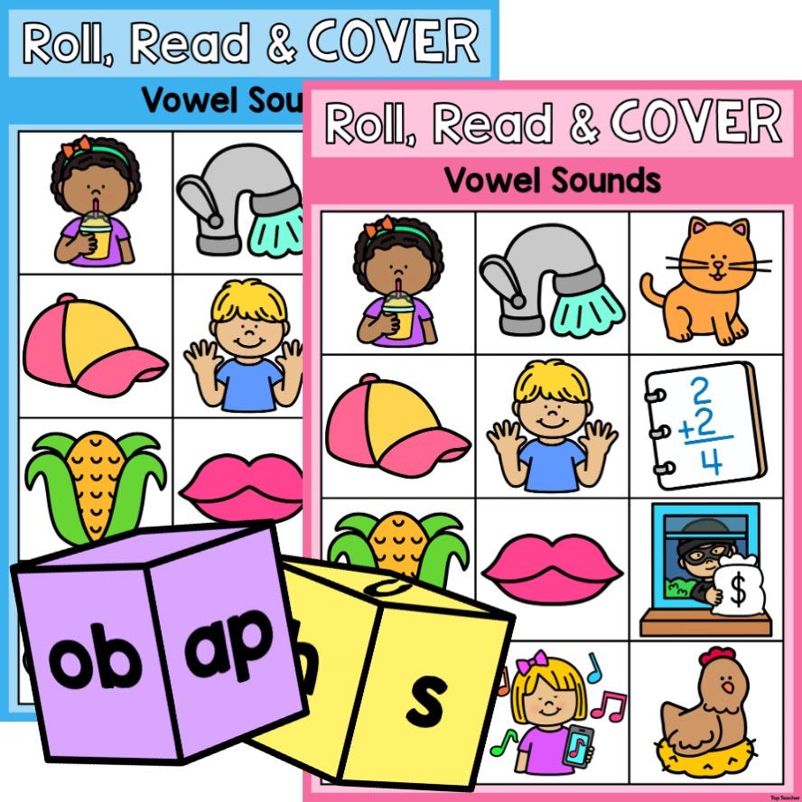 Roll, Read & Cover: Vowel Sounds - Top Teacher