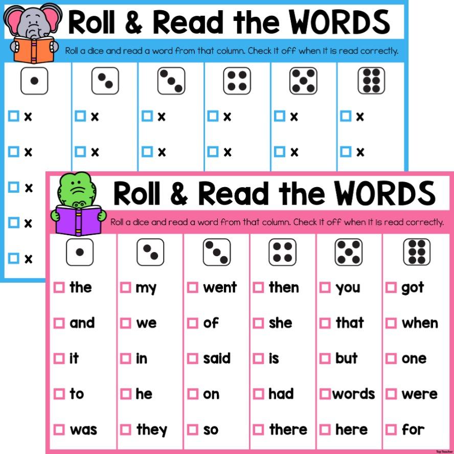 Roll & Read the Words: High Frequency Words Activity - Top Teacher
