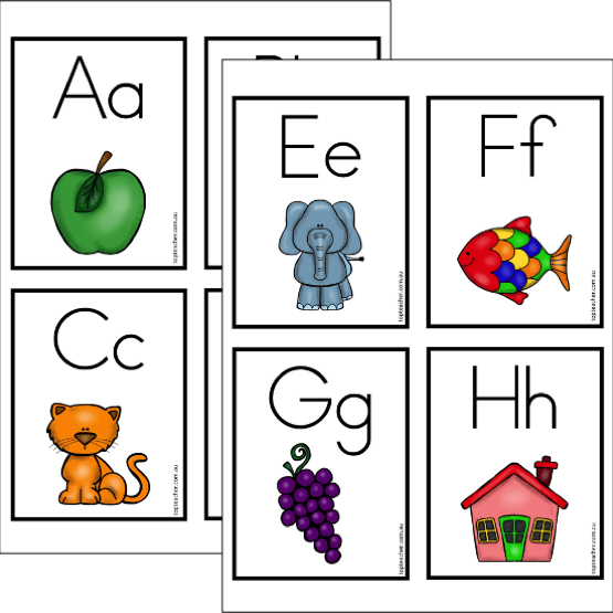 Alphabet Letter & Picture Flashcards - Top Teacher