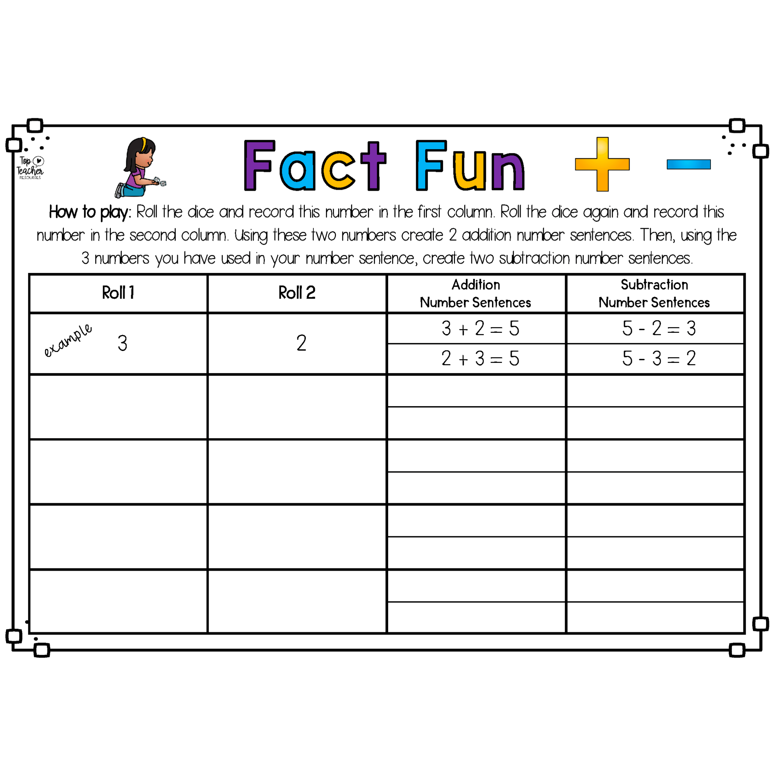 Fast Facts: Addition & Subtraction Fact Families - Top Teacher