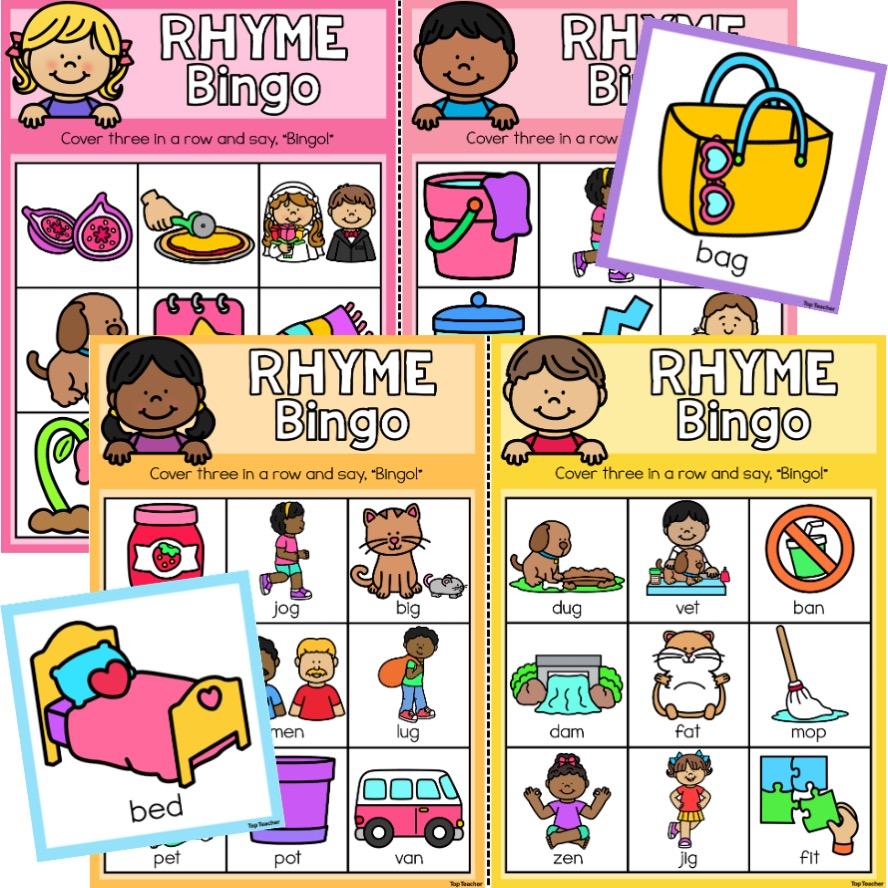 Rhyme Bingo: Identifying Rhyming Words Game - Top Teacher