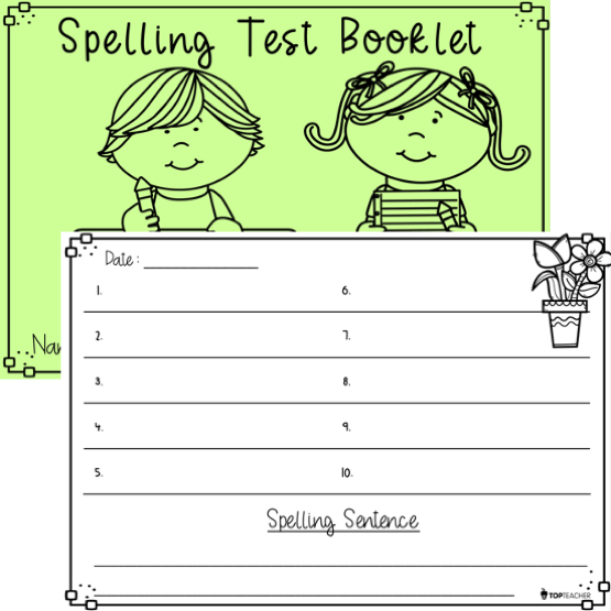 Spelling Test Booklet: 10 Words - Top Teacher