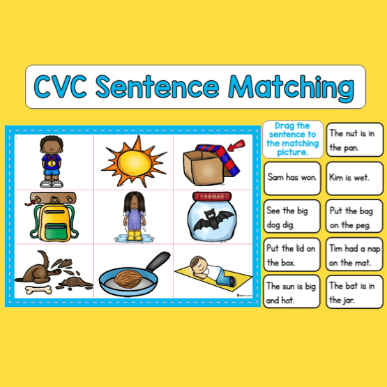 CVC Sentence Match POWERPOINT - Top Teacher