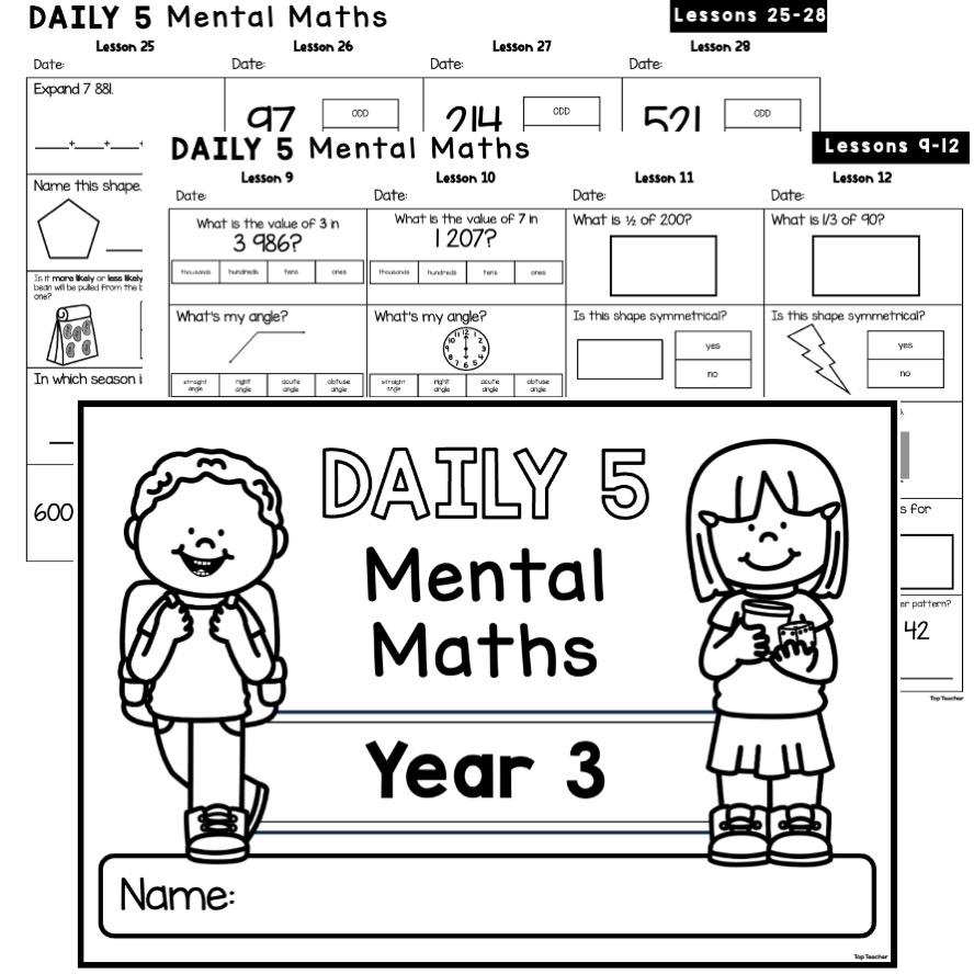 Year 3 Mental Maths Daily 5 Workbook - Top Teacher