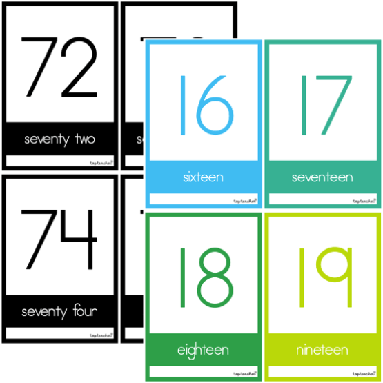 Numeral Cards with Word 0-100 - Top Teacher