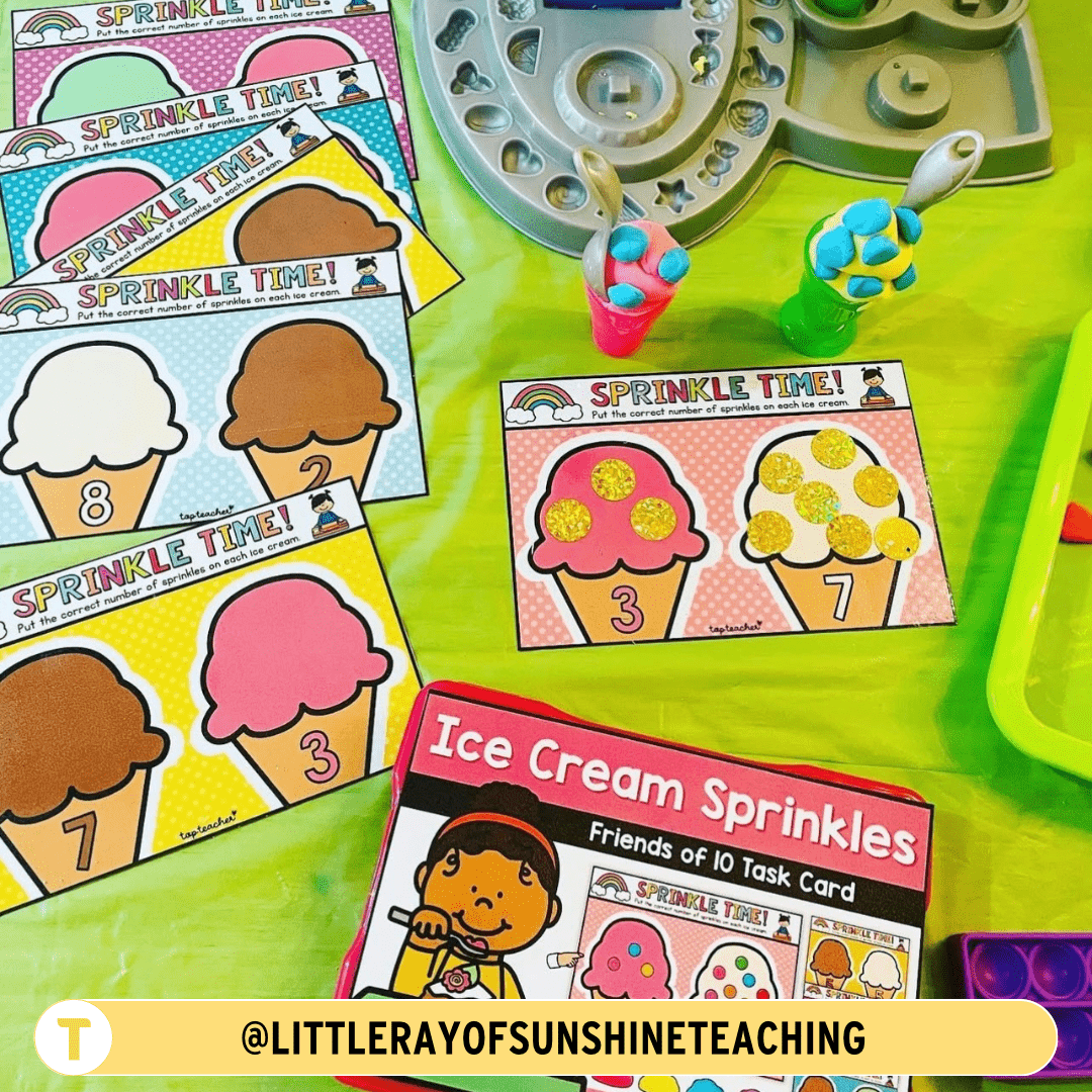 Friends of Ten Task Cards: Ice Cream Sprinkles - Top Teacher