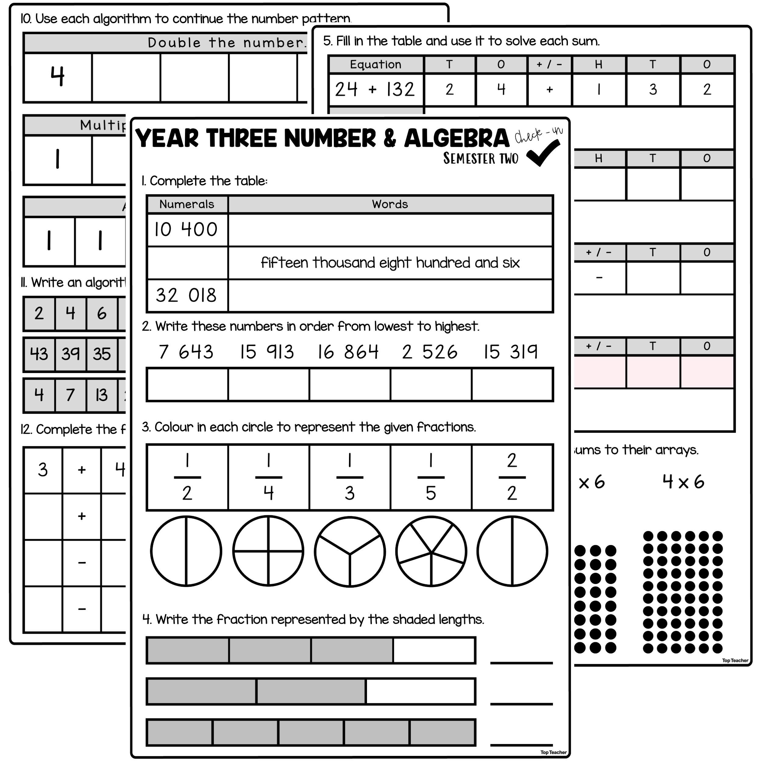 Number & Algebra Strand Assessment: Year 3 Semester 2 - Top Teacher