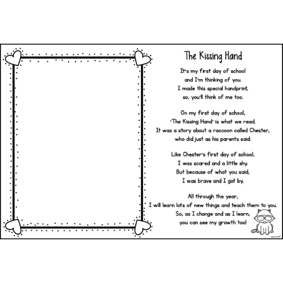 The Kissing Hand: Back to School Handprint Poem - Top Teacher