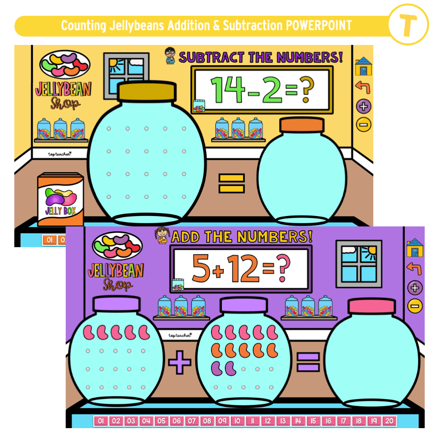 Counting Jellybeans Addition & Subtraction POWERPOINT - Top Teacher