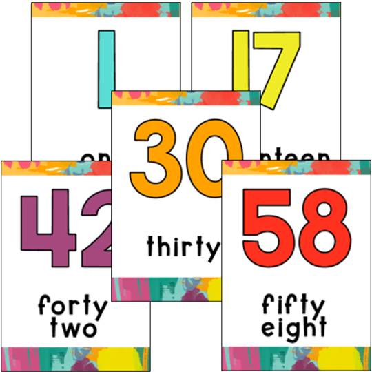 Number Posters 0-100 Colour Splash - Top Teacher