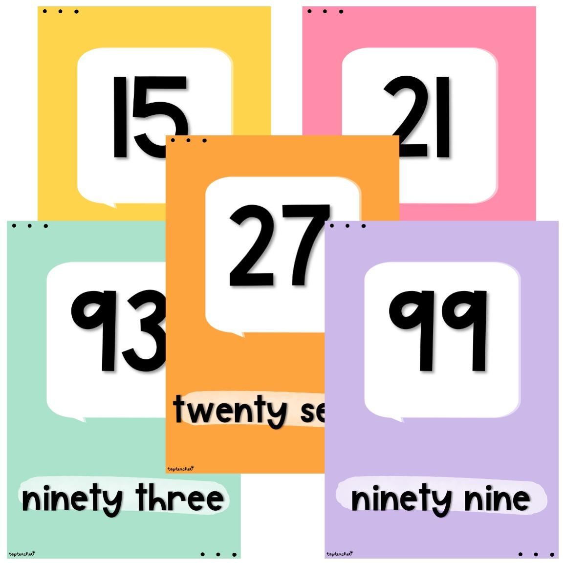 Number Posters 0-100 Good Vibes - Top Teacher