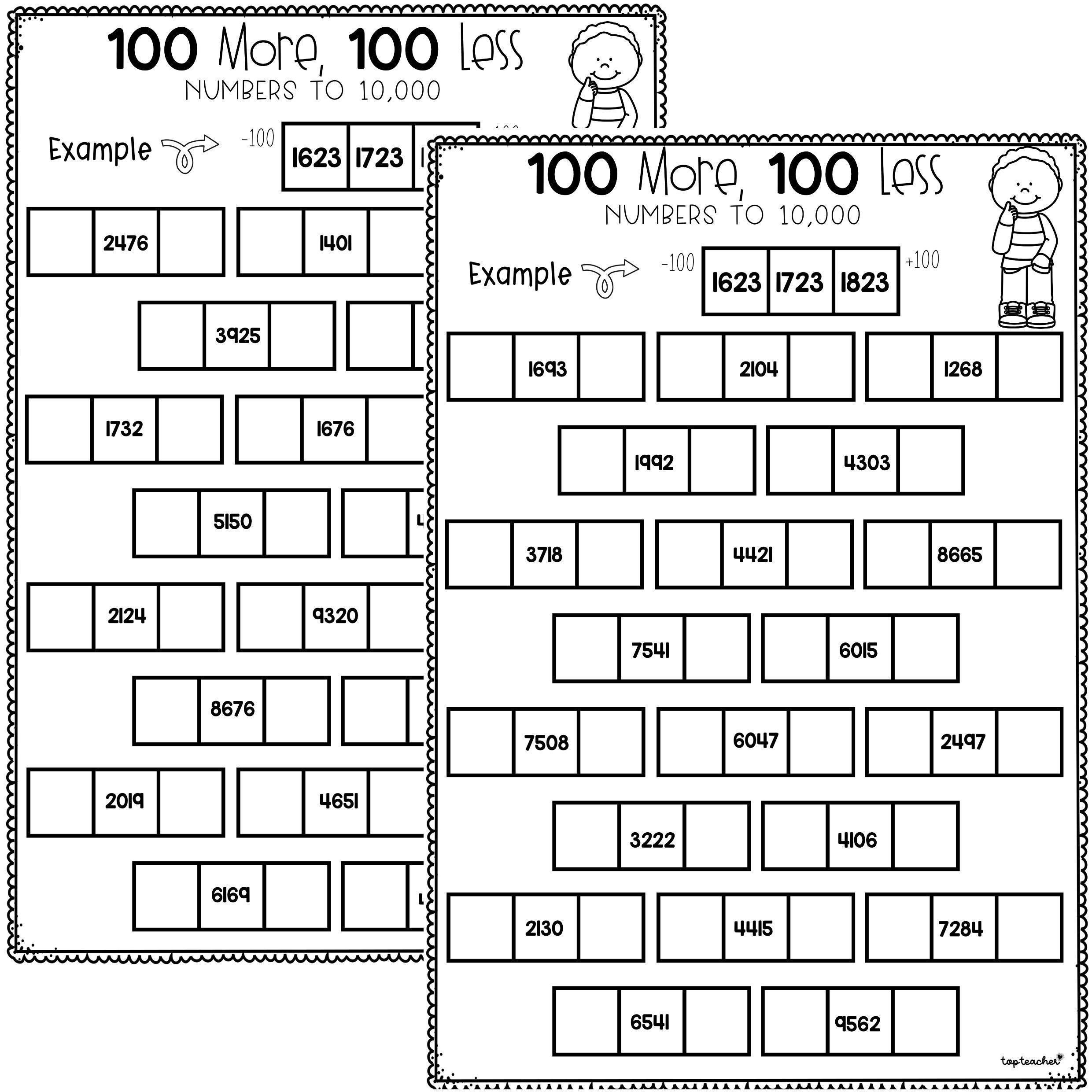 100 More, 100 Less: Numbers to 10,000 - Top Teacher