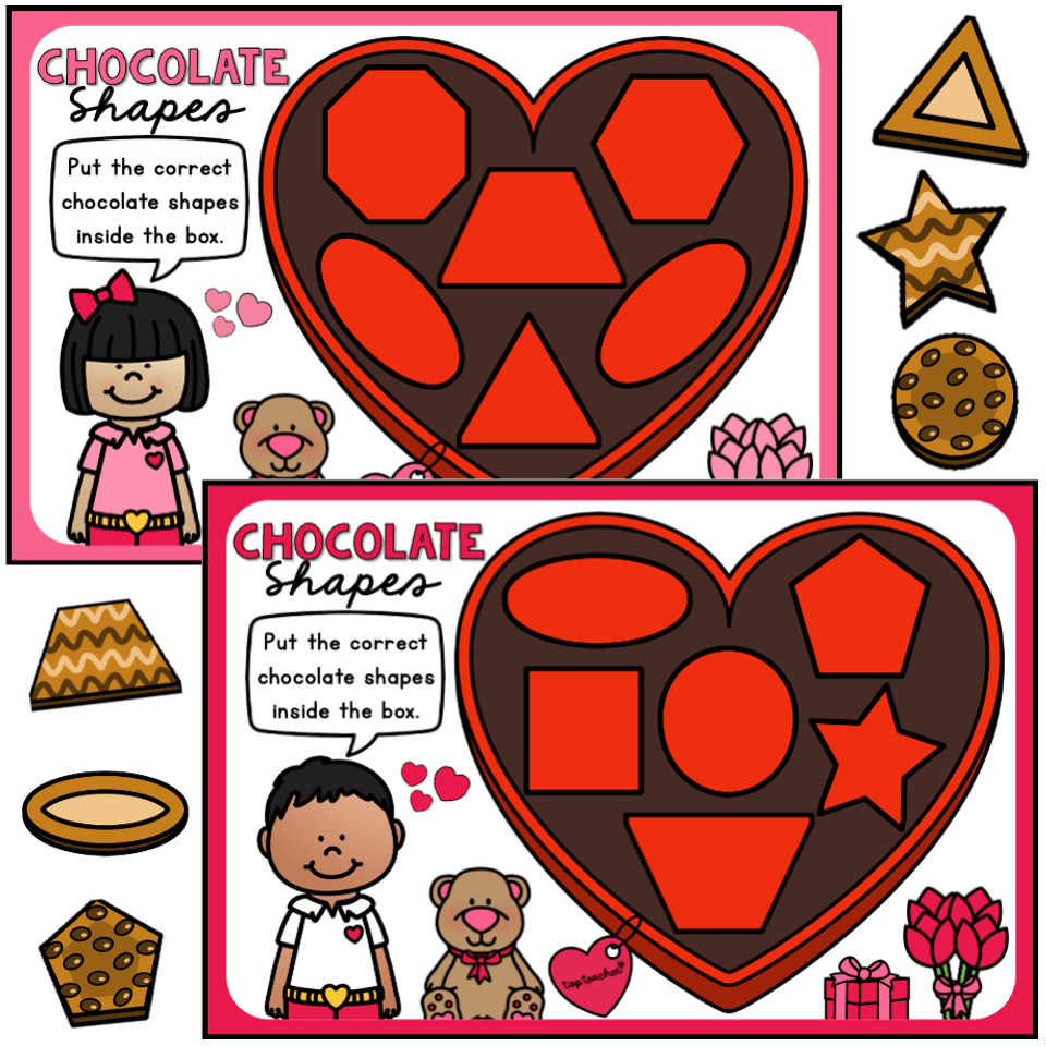 2D Shapes Task Cards: Chocolate Shapes - Top Teacher