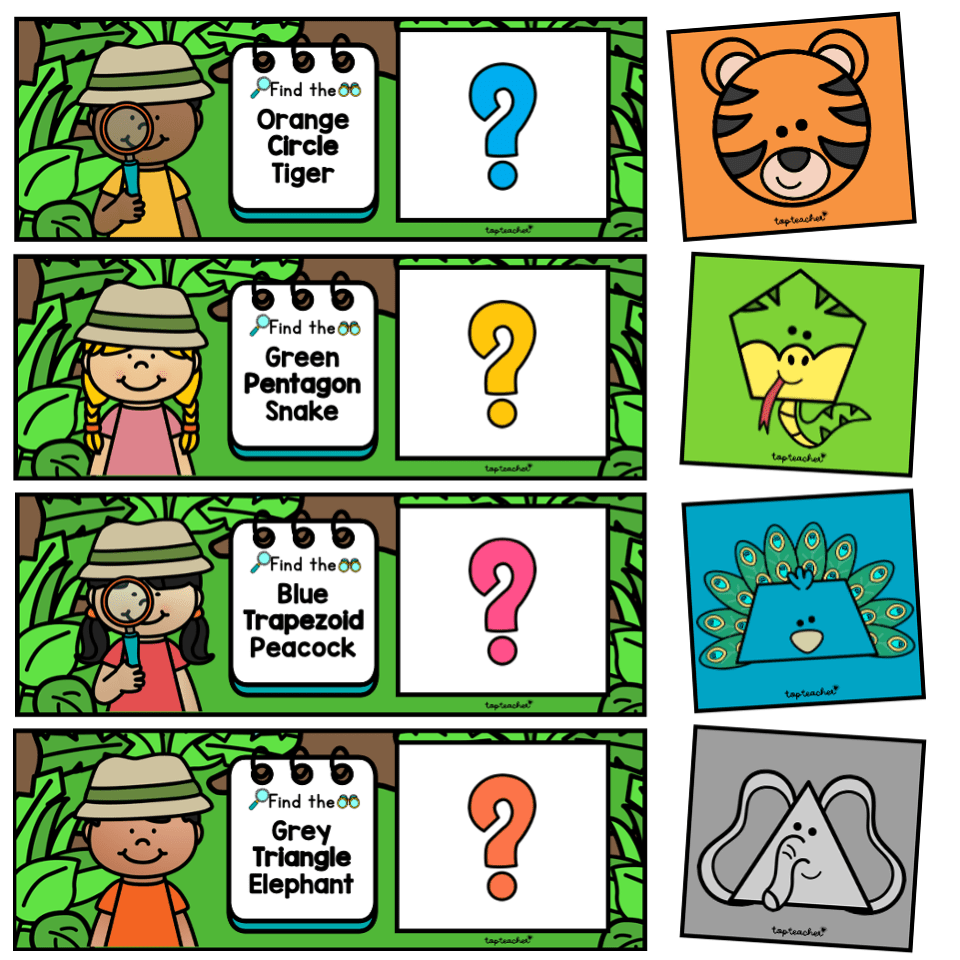 2D Shapes Task Cards: Zoo Animal Shapes - Top Teacher