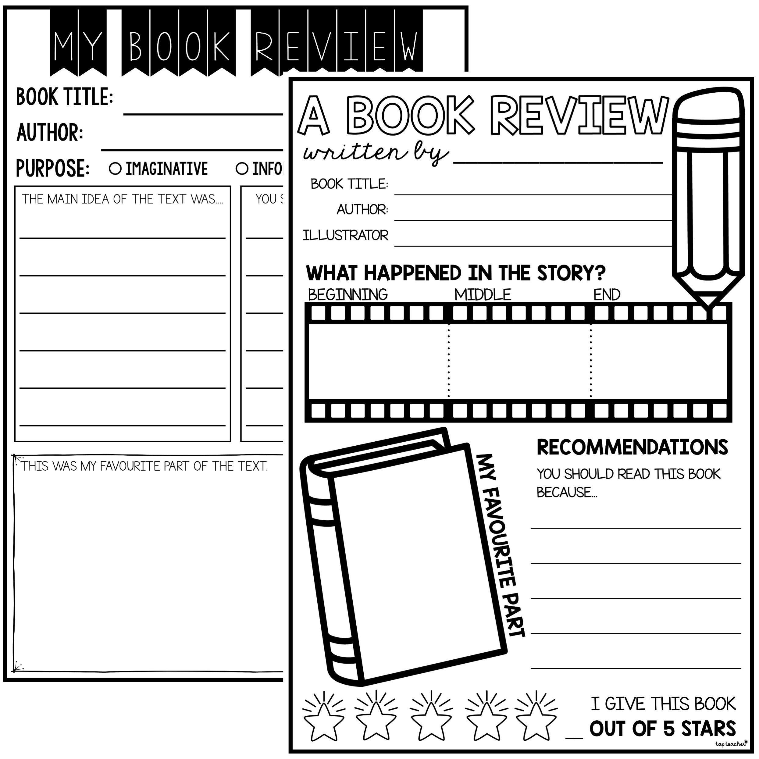 Book Review Templates - Top Teacher