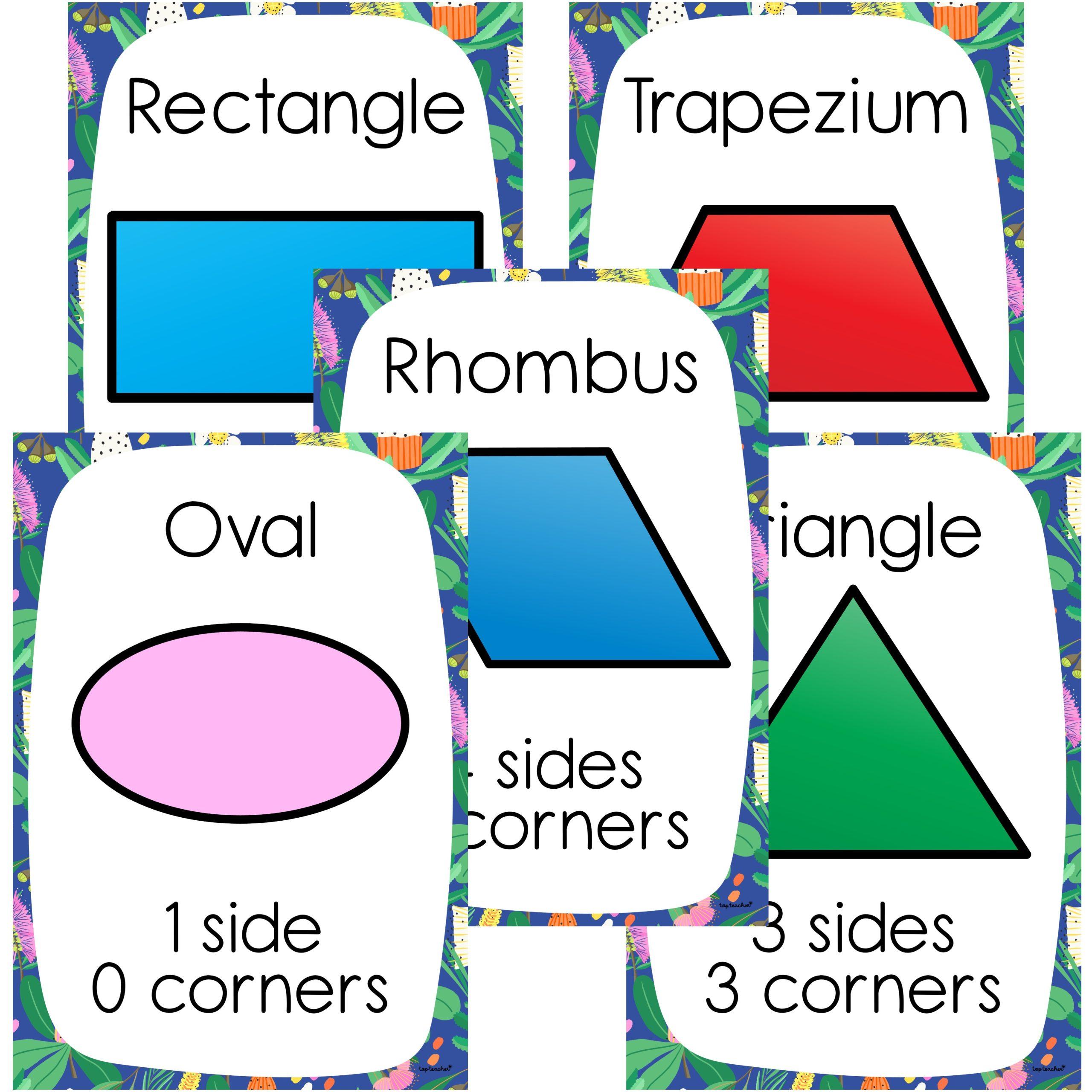 2D Shape Property Posters Let’s Bloom Print - Top Teacher