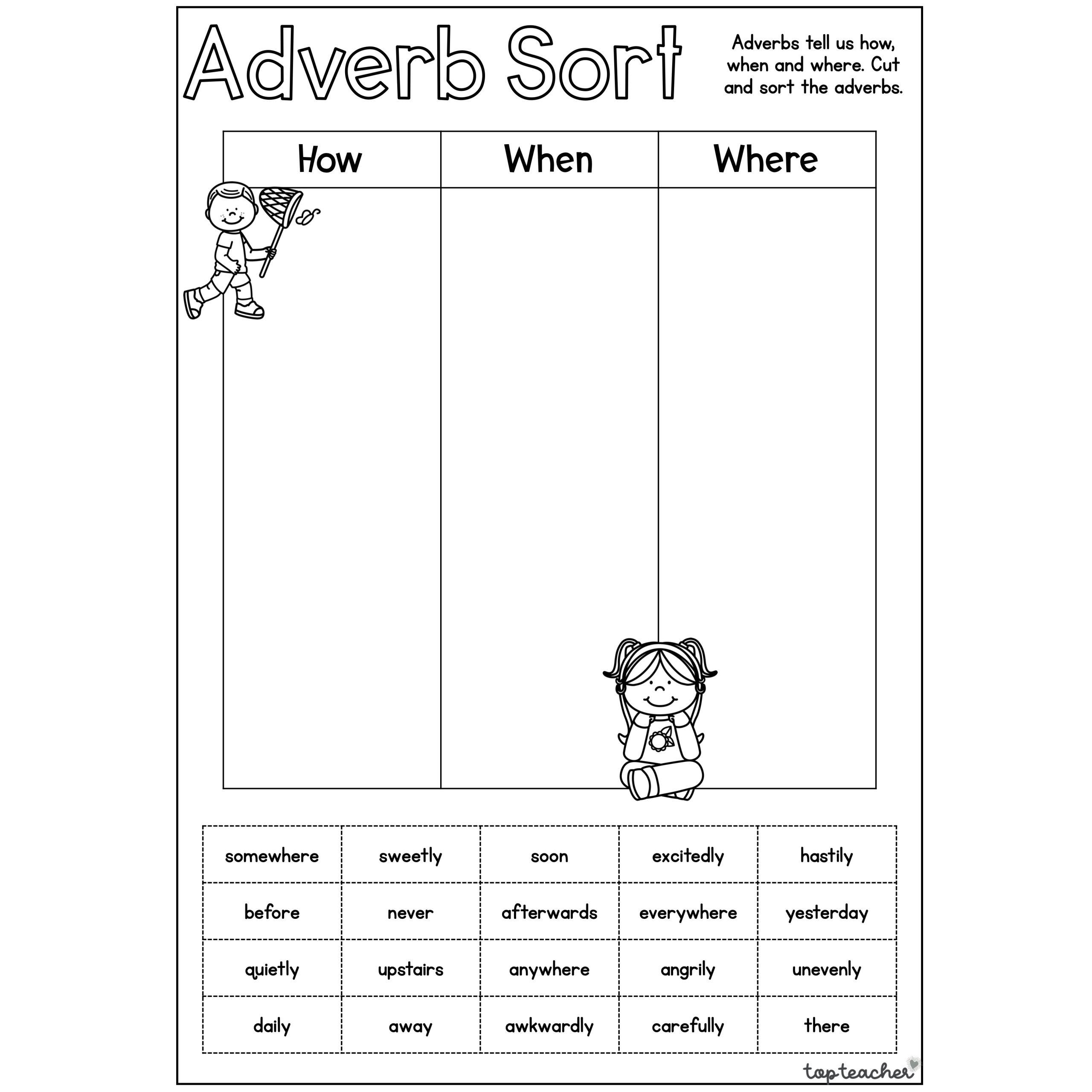 Adverb Sort Worksheet - Top Teacher