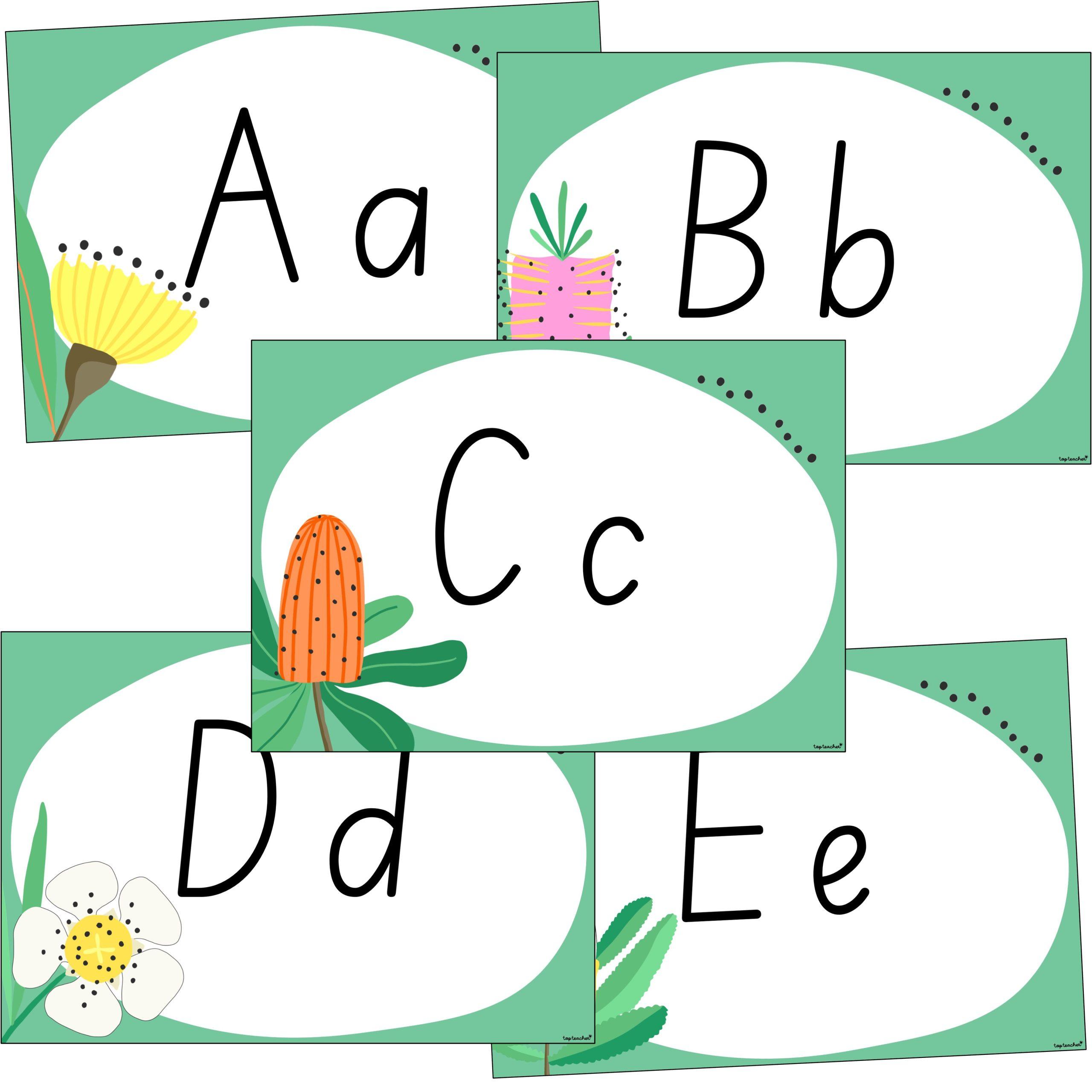 Alphabet Cards Let’s Bloom Green - Top Teacher