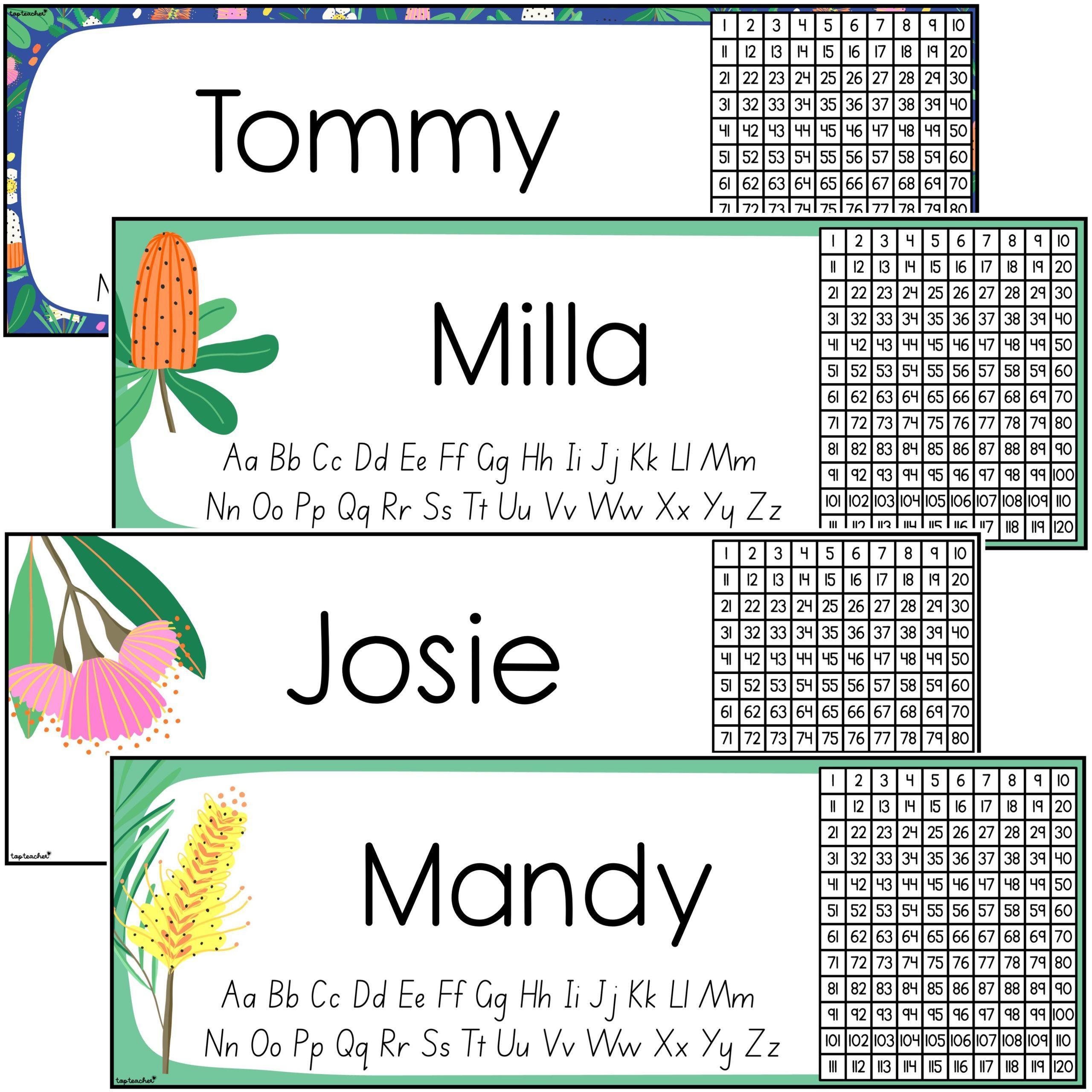 Alphabet Desk Mats Hundred Chart Let’s Bloom - Top Teacher