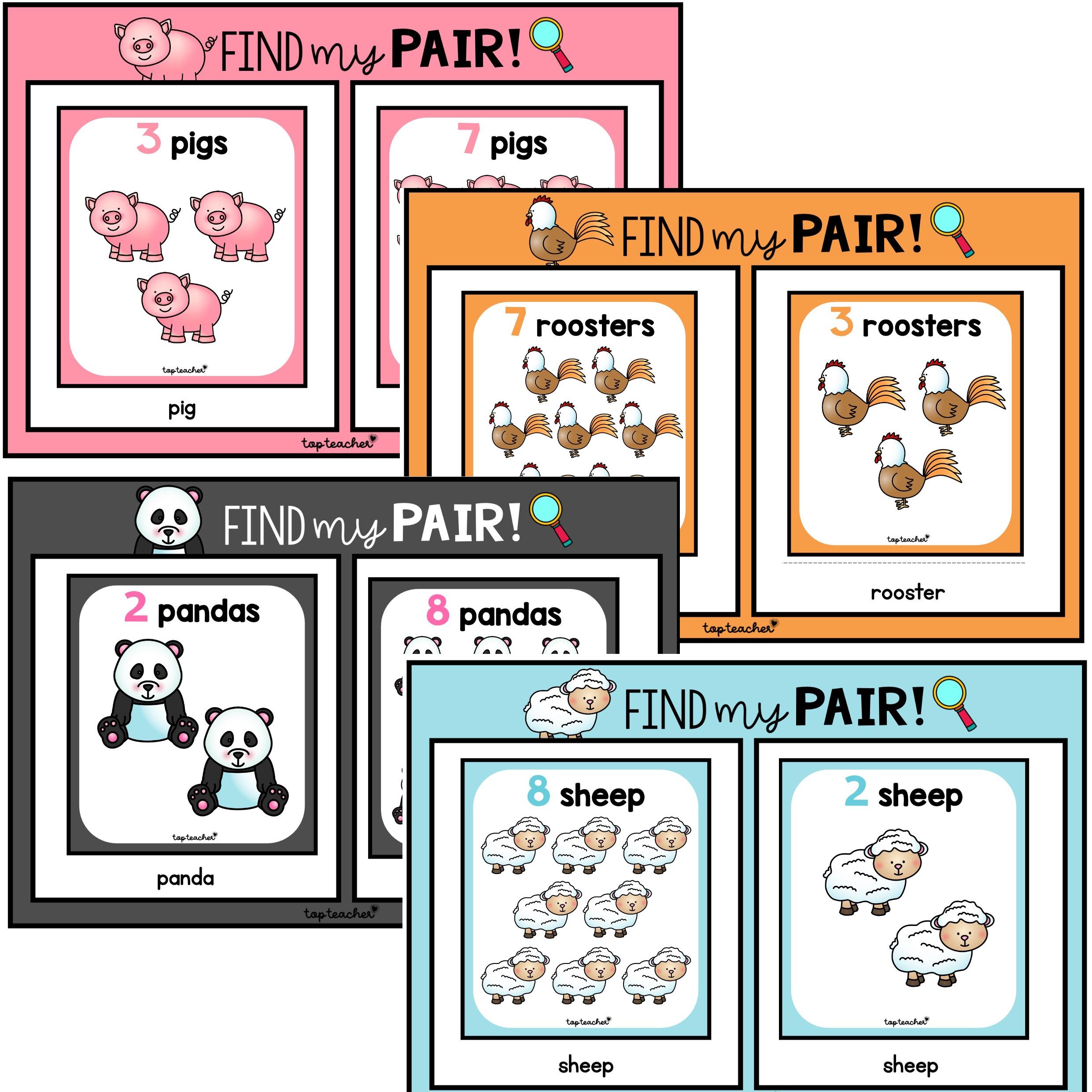 Friends of Ten Task Cards: Animal Pairs - Top Teacher