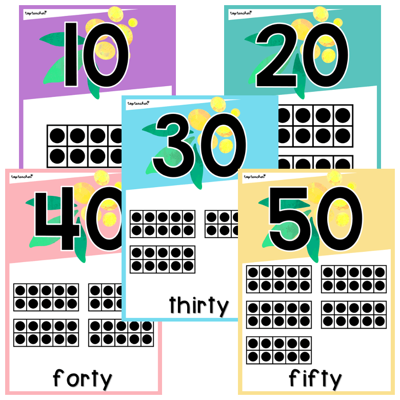 Tens Frame Posters to 100 Animalia - Top Teacher