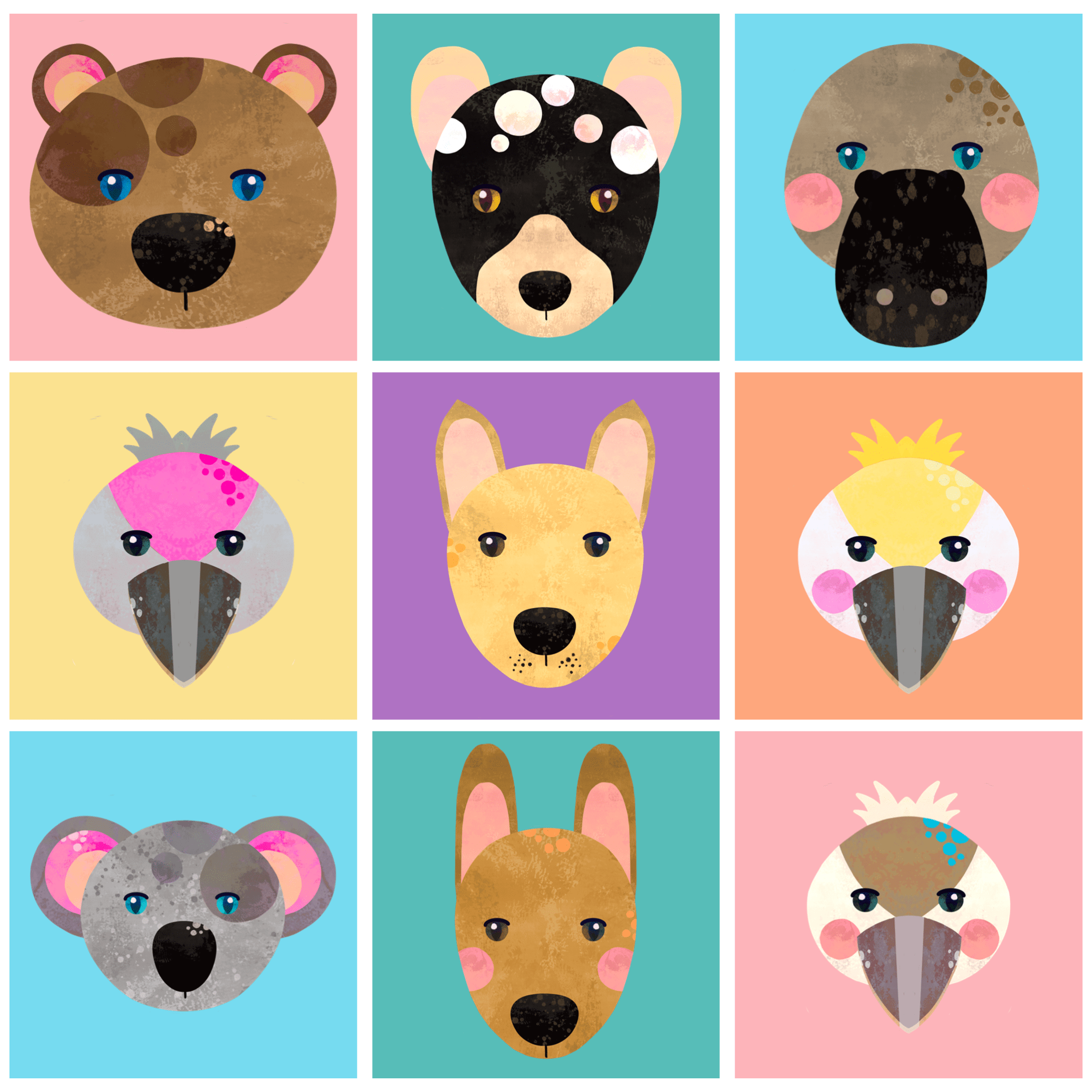 Animal Heads Display Squares Animalia - Top Teacher