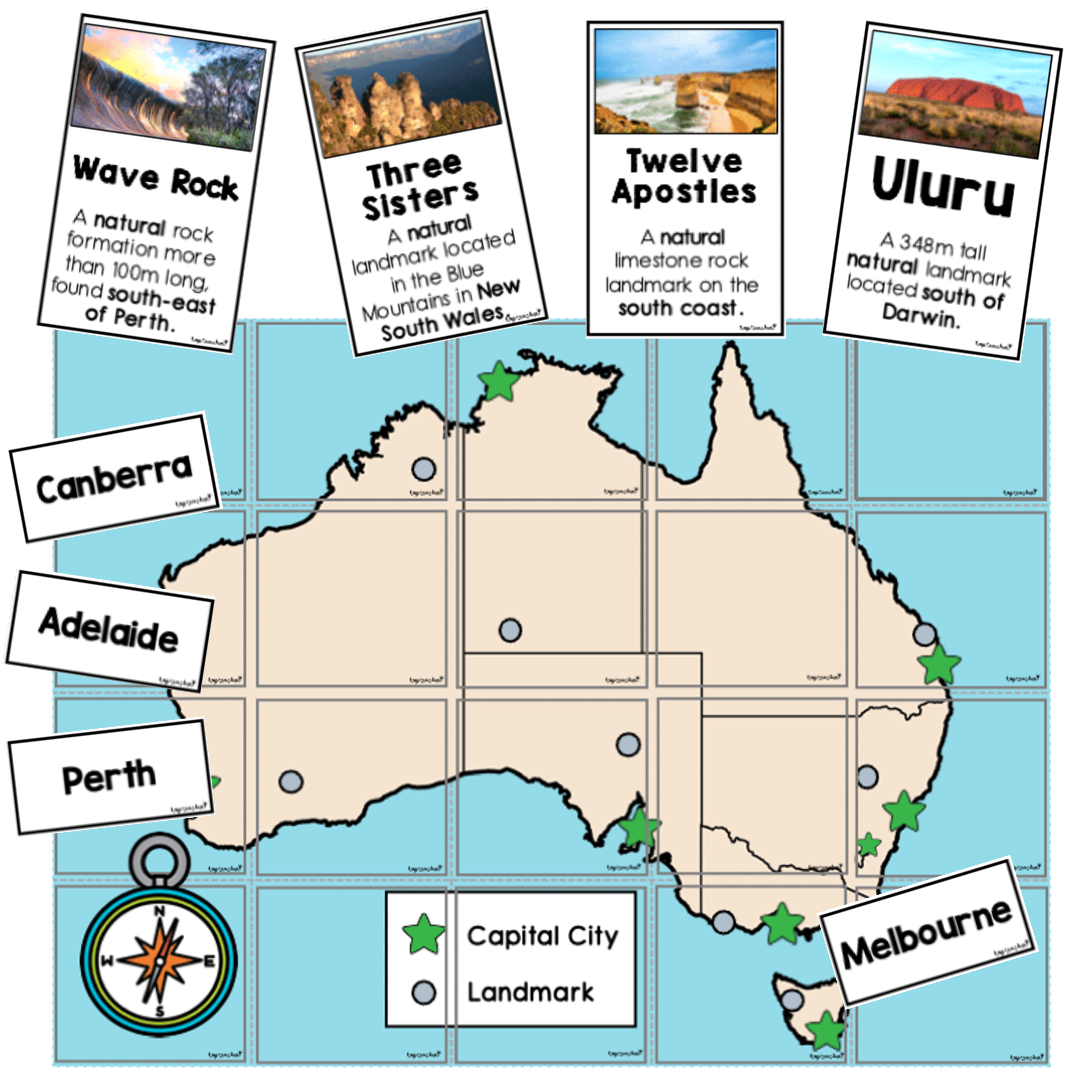 Australian Cities & Landmarks Puzzle - Top Teacher