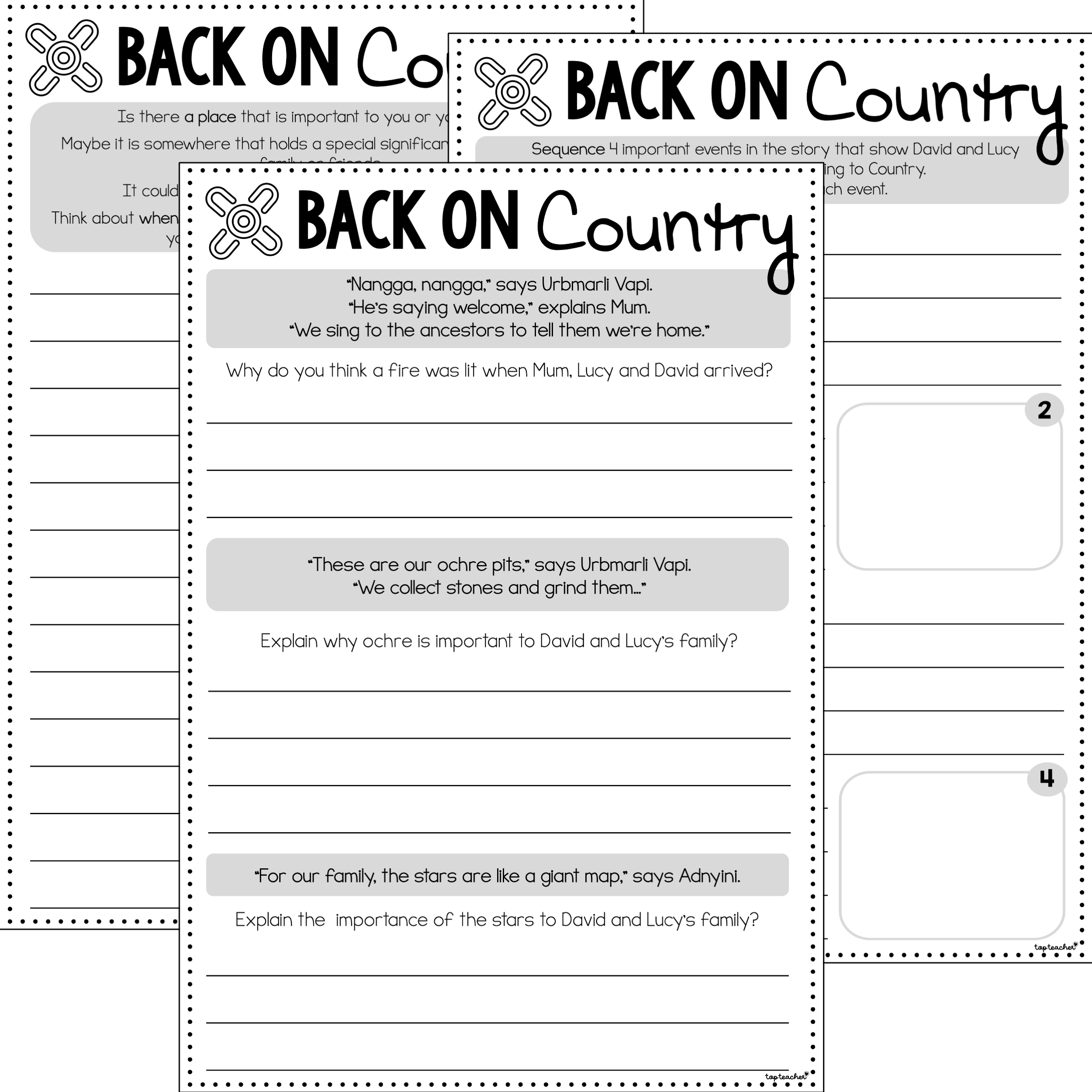 Back On Country Comprehension Worksheets - Top Teacher