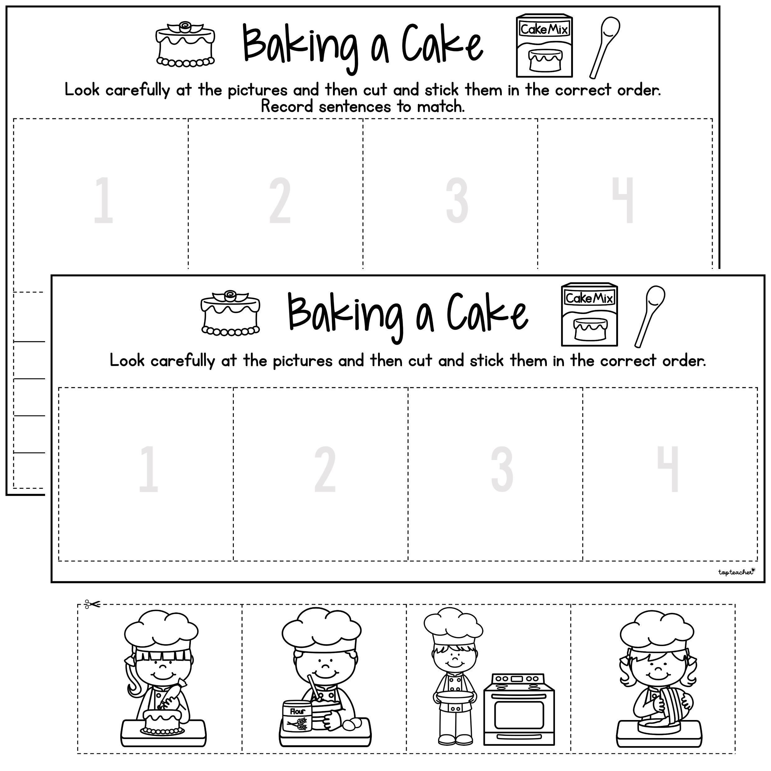 Sequencing Worksheets: Baking a Cake - Top Teacher